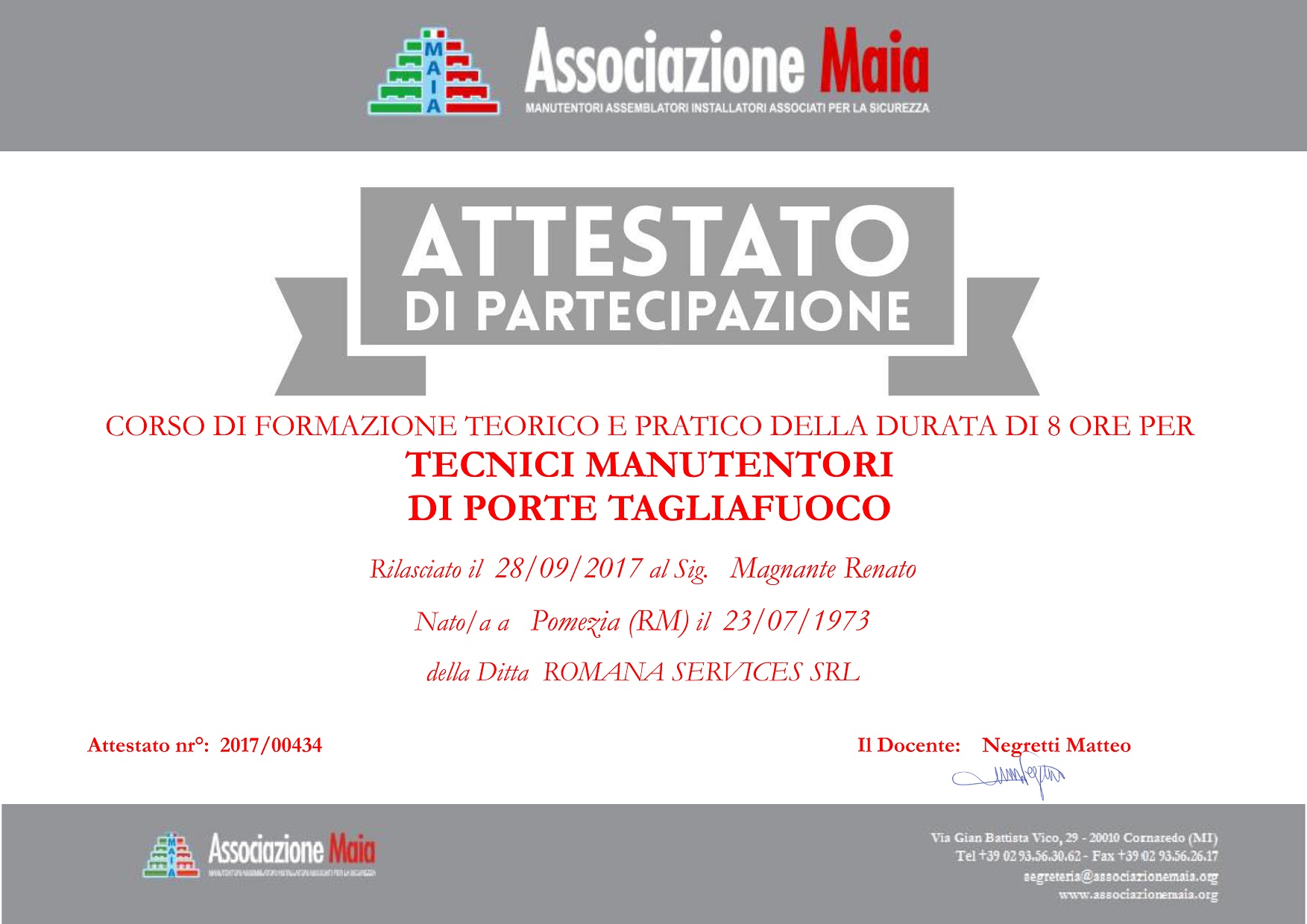 CertificazionI – Romana Services Srl